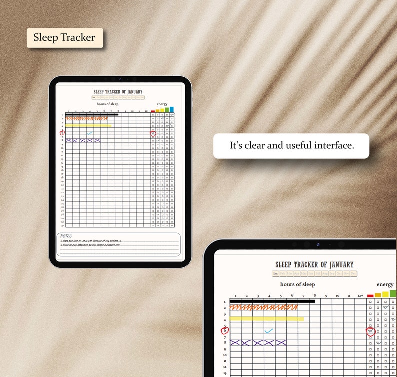Digital Sleep Tracker, Sleep Chart, Sleep Journal, Sleep Log, Daily and ...