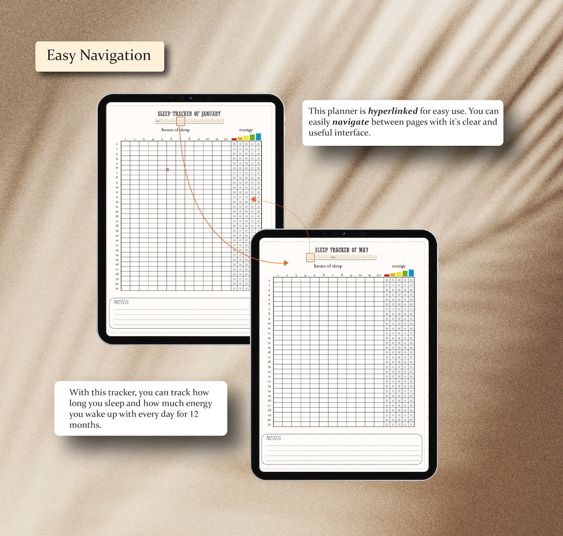 Digital Sleep Tracker, Sleep Chart, Sleep Journal, Sleep Log, Daily and ...
