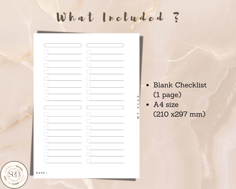 Blank Checklist PDF, Basic Blank Checklist, to Do List, Minimalist ...