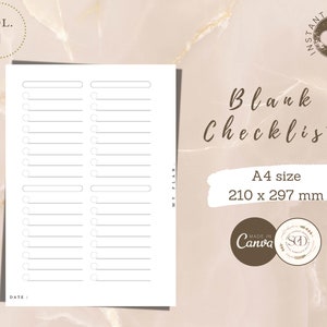 Blank Checklist PDF, Basic Blank Checklist, to Do List, Minimalist ...