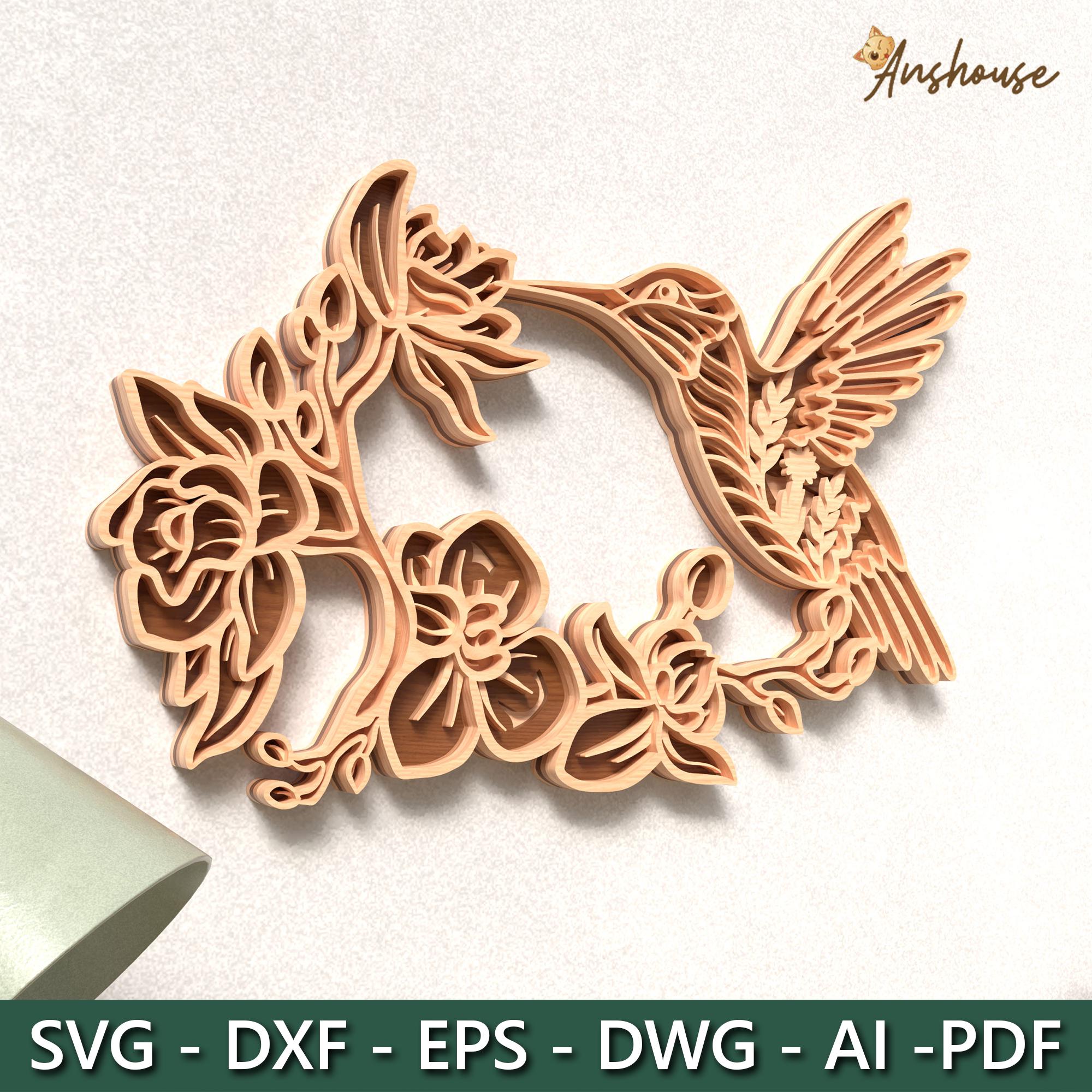 Hummingbird & Flowers Laser Cut File - 3D Layered SVG - Etsy