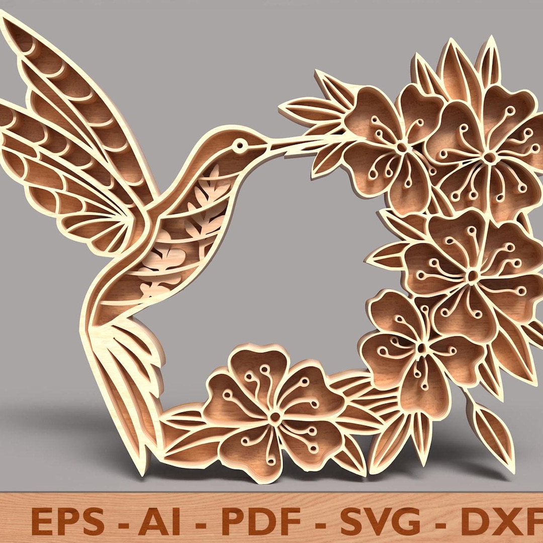3D Layered Hummingbird & Flowers Laser Cut File - SVG - Etsy