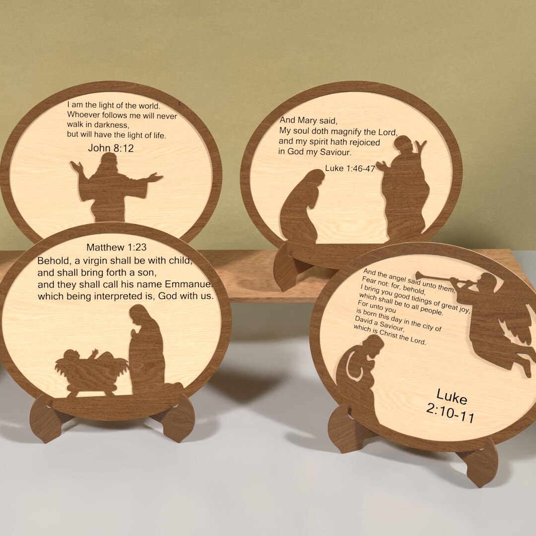 Nativity Scene Laser Cut File Set - Bible Verses, Christmas Decor ...