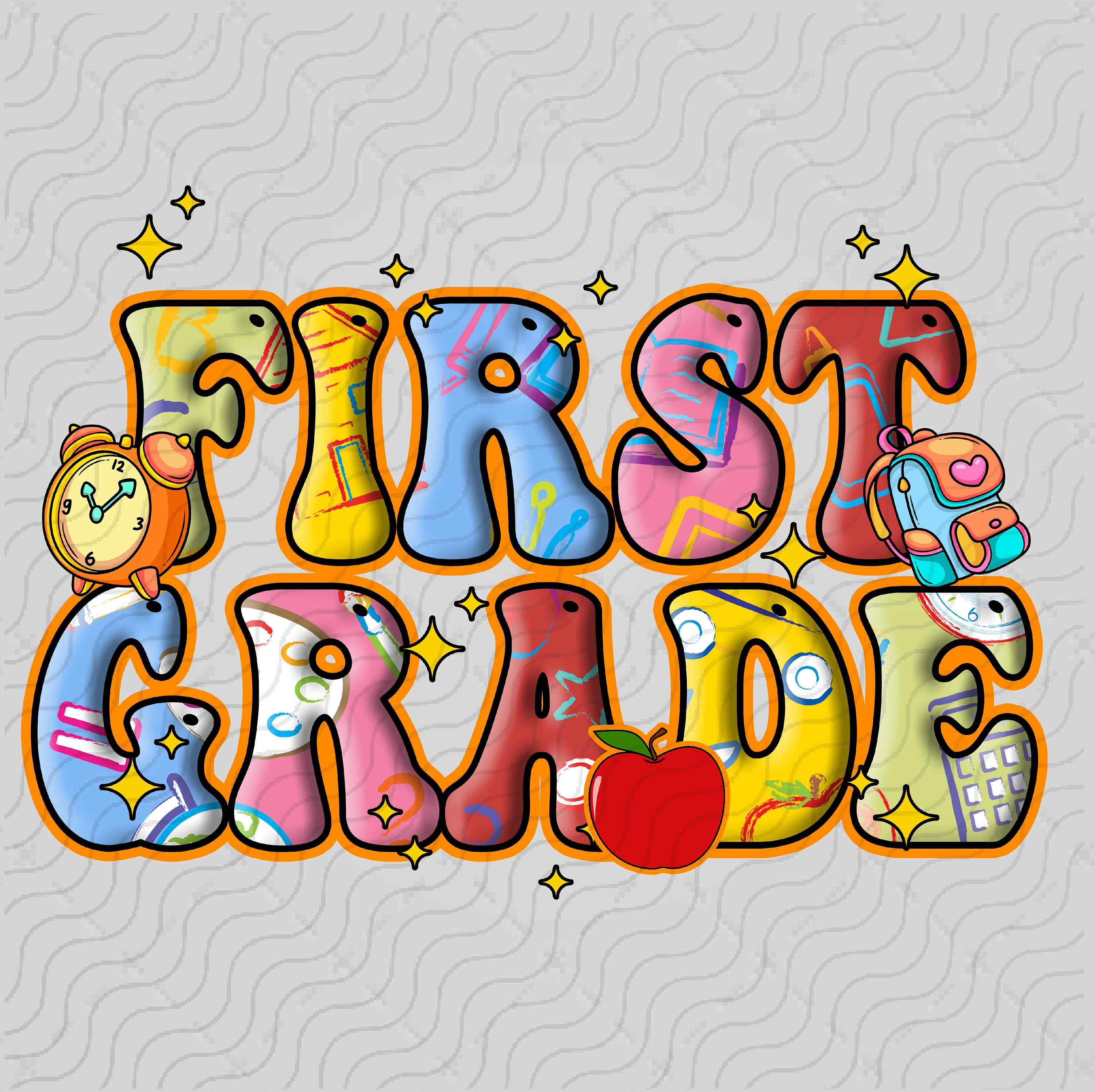 First Grade PNG Retro Back to School PNG Teacher Life Digital File - Etsy