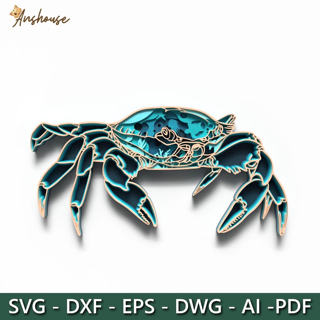 Layered Crab Laser Cut File - Ocean Animal SVG DXF EPS - Etsy