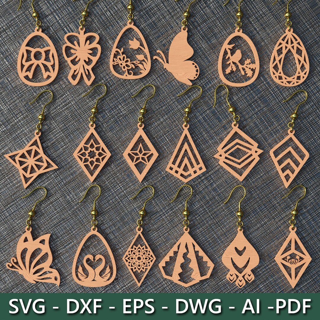 Laser Cut Earring Designs Bundle - Svg, Dxf, Pdf, Eps, AI Files - Etsy