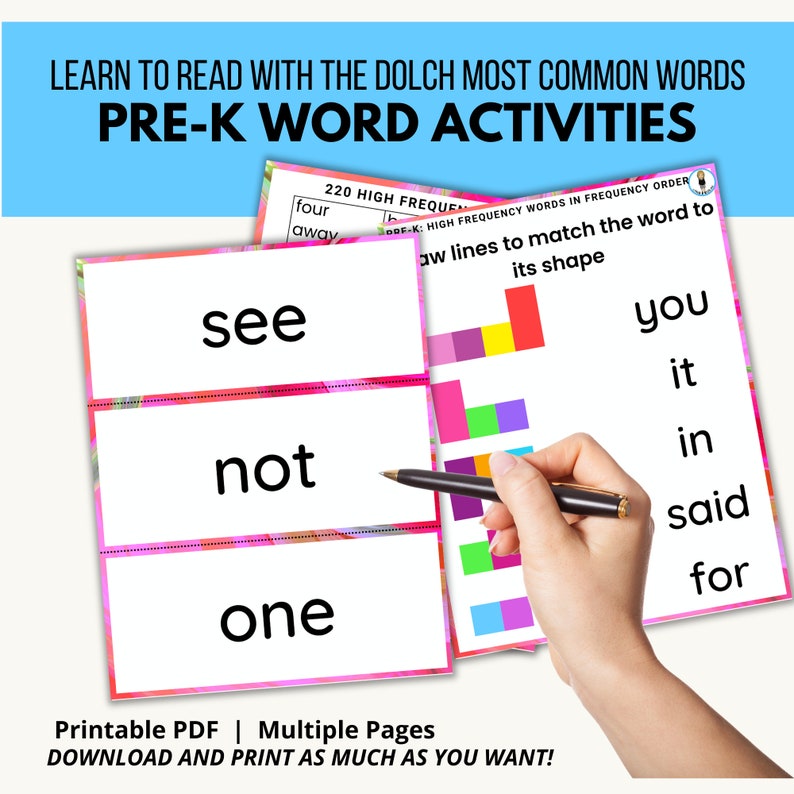 Prek Dolch Sight Words Packet-flashcards and Word Lists - Etsy