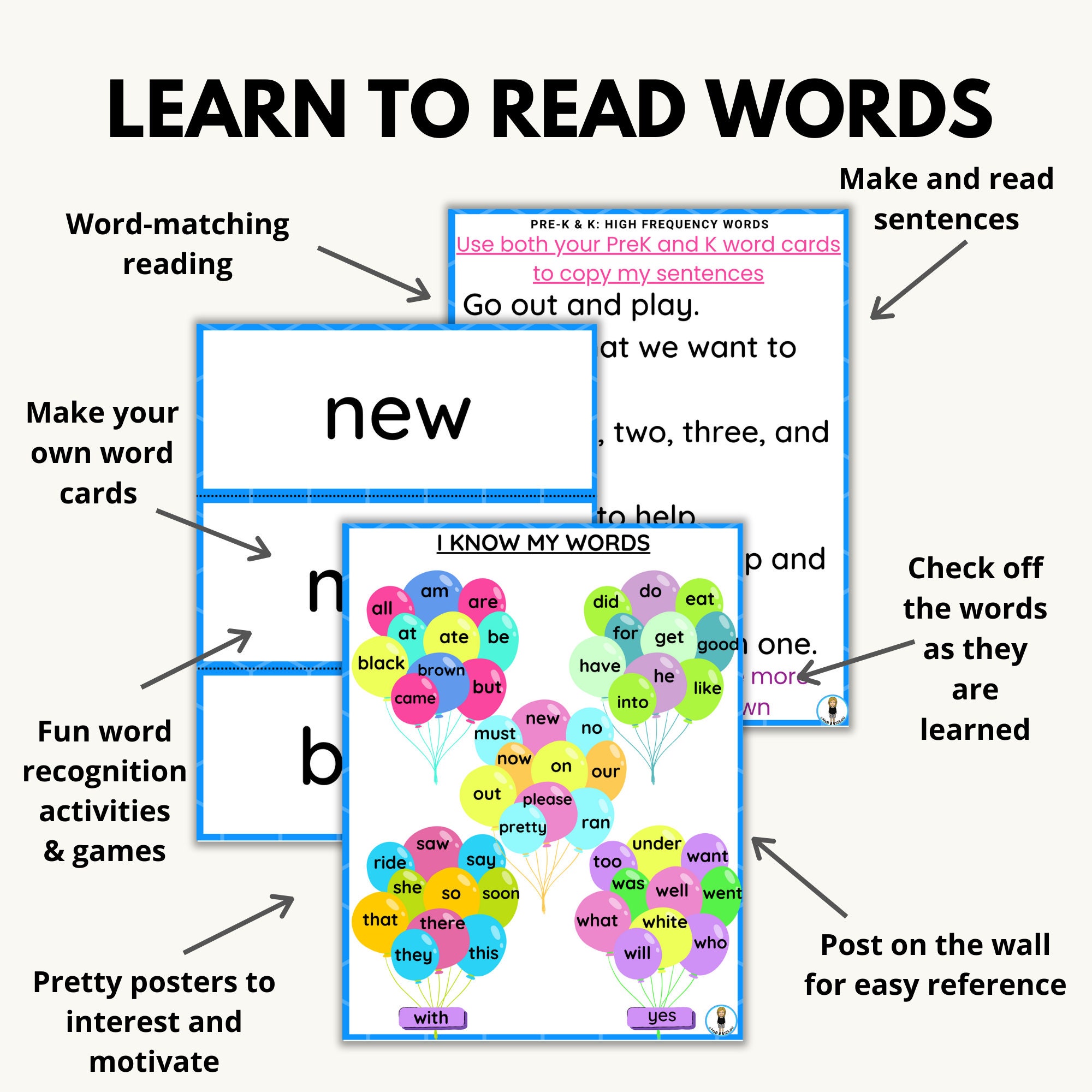 Dolch K-level Reading Sight Words - Etsy