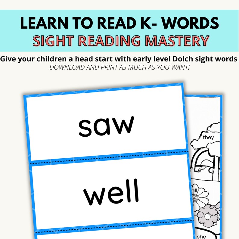 Dolch K-level Reading Sight Words - Etsy