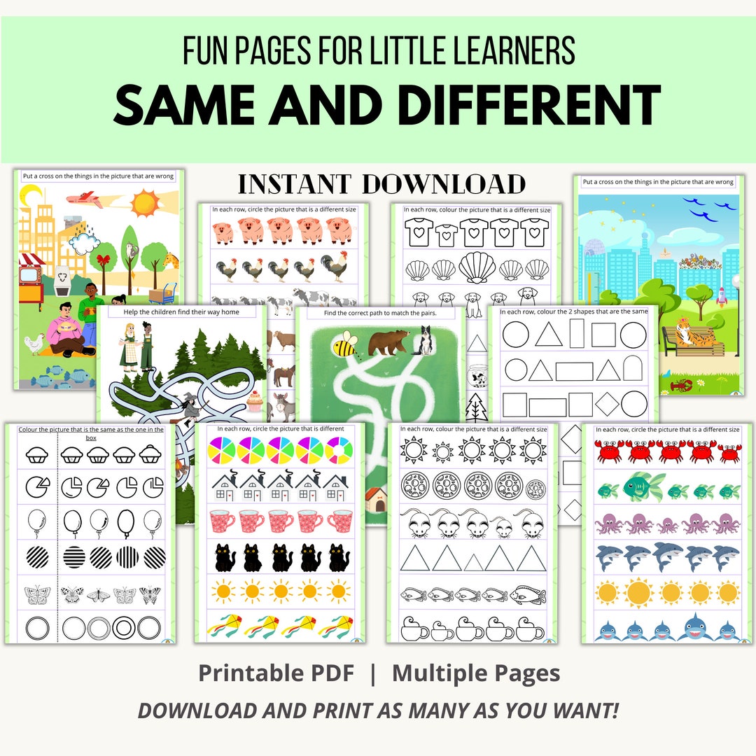 Same and Different for Early Learners, Visual Discrimination Skills for ...