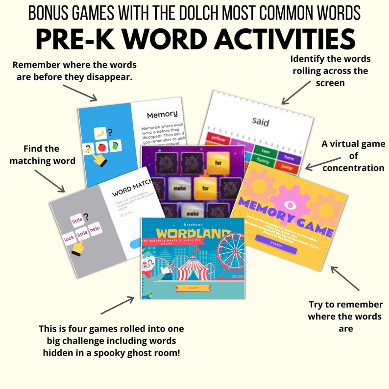 Prek Dolch Sight Words Packet-flashcards and Word Lists, Worksheets and ...