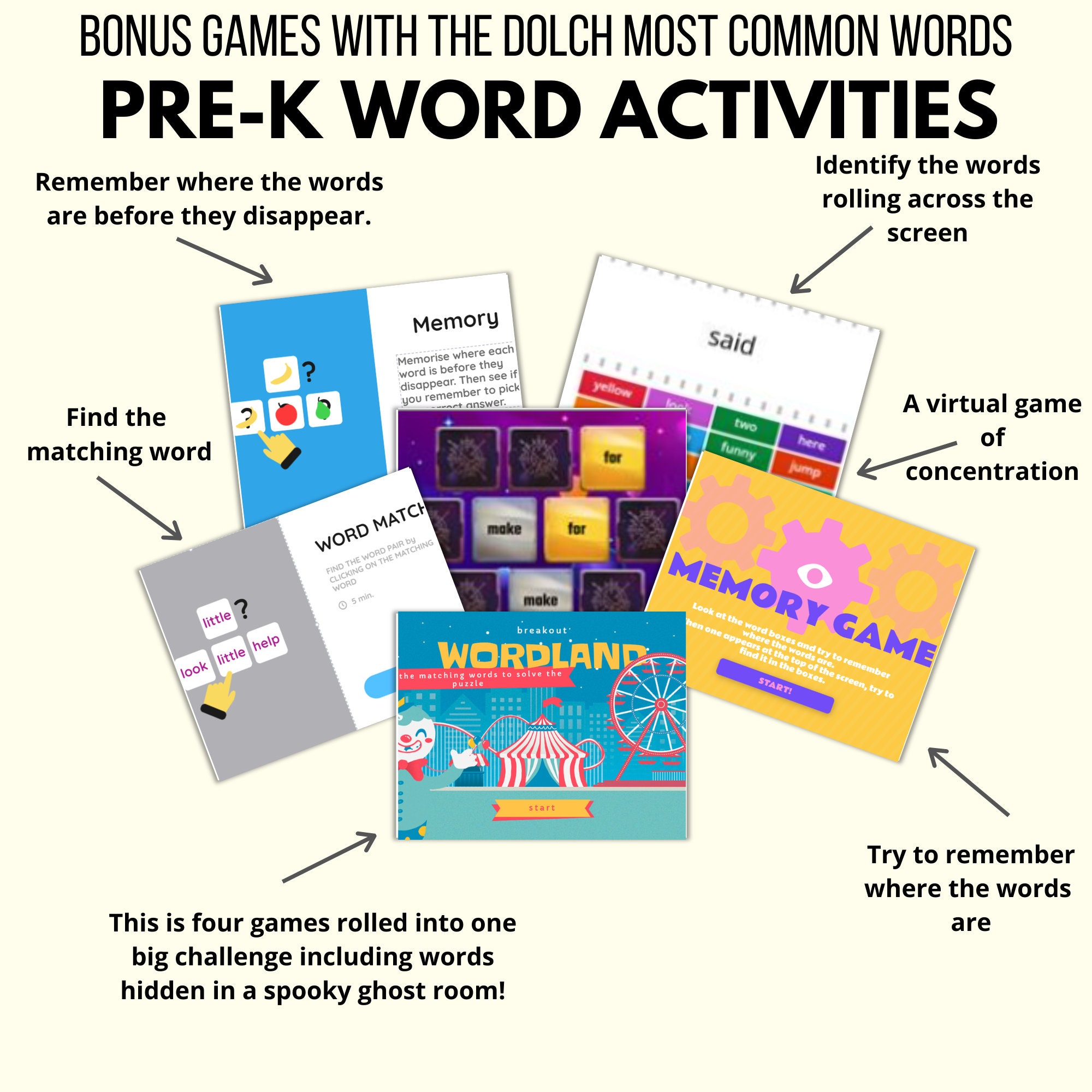 Prek Dolch Sight Words Packet-flashcards and Word Lists, Worksheets and ...