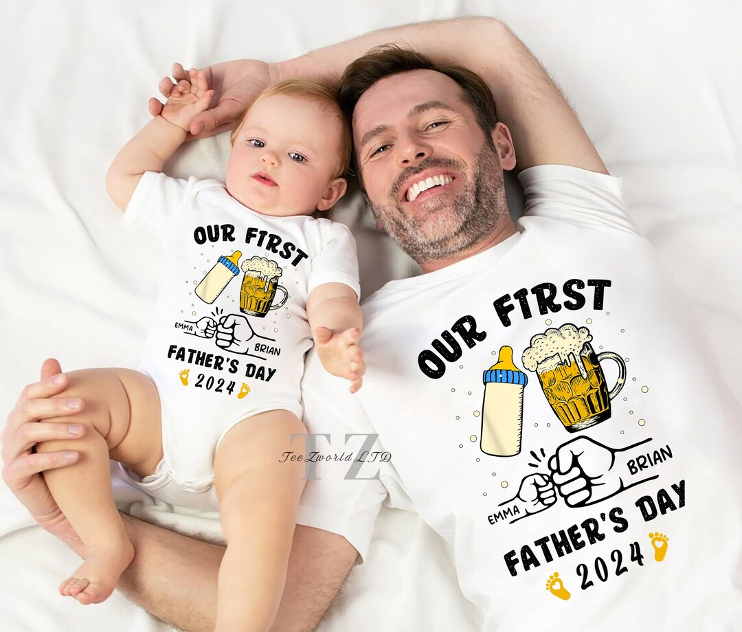 Our First Father's Day Together Matching Design Shirts and Onesie Daddy ...