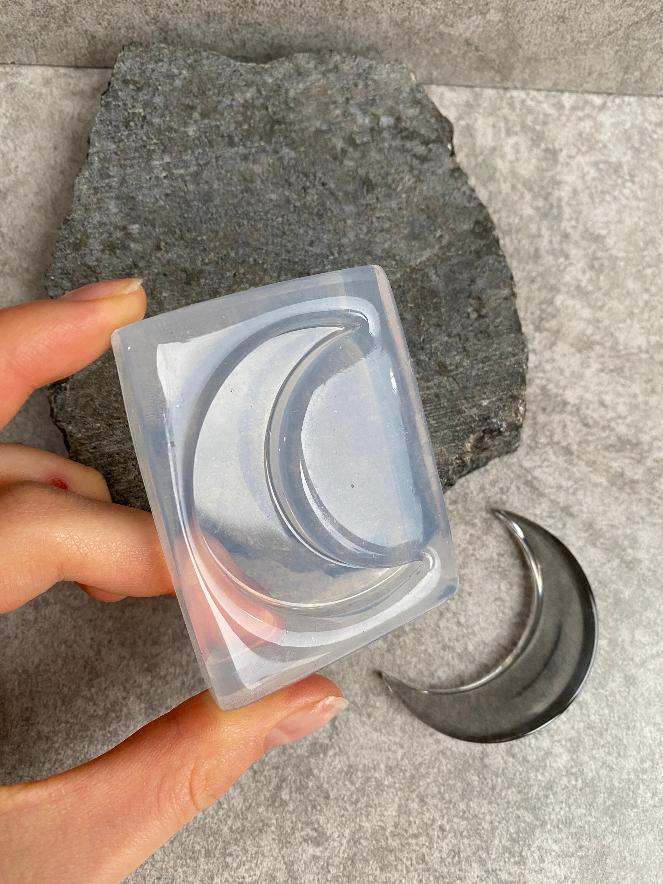 Silicone Mold "crescent Moon" for a Pendant or Brooch Made of Epoxy ...