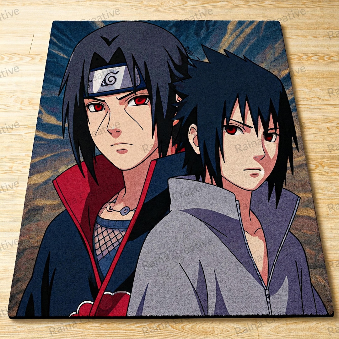 Itachi & Sasuke Uchiha Rug – Custom Naruto Shippuden Anime Carpet for ...