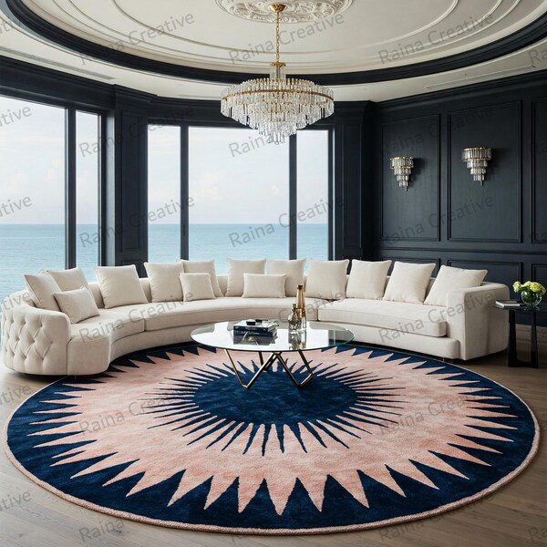 Pink and Navy Rug - Etsy