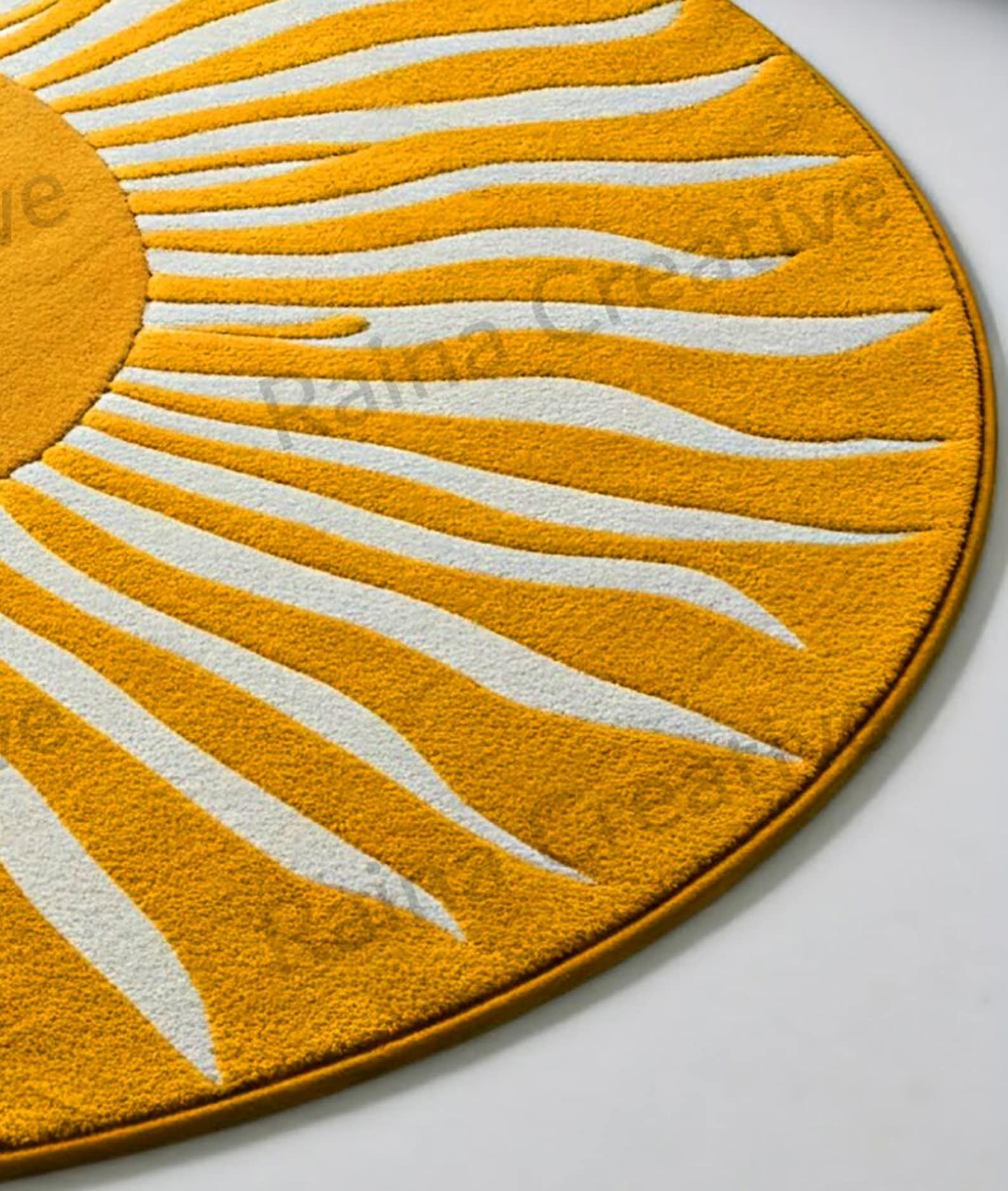 Sunburst Round Rug - Mustard Yellow & White Living Room Décor | Boho ...