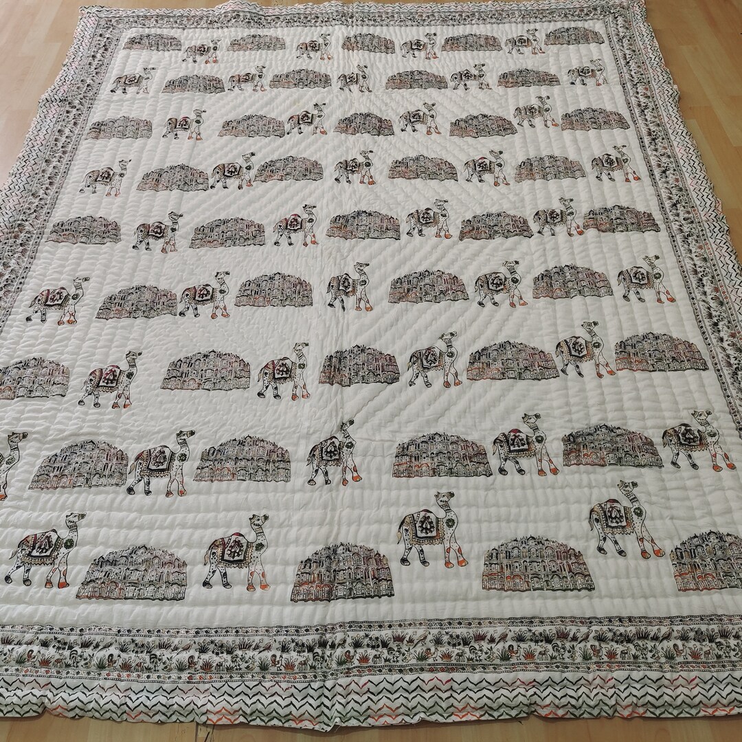 A Camel Print Cotton Quilt/jaipuri Famous Quilt/queen Quilt/handmade ...