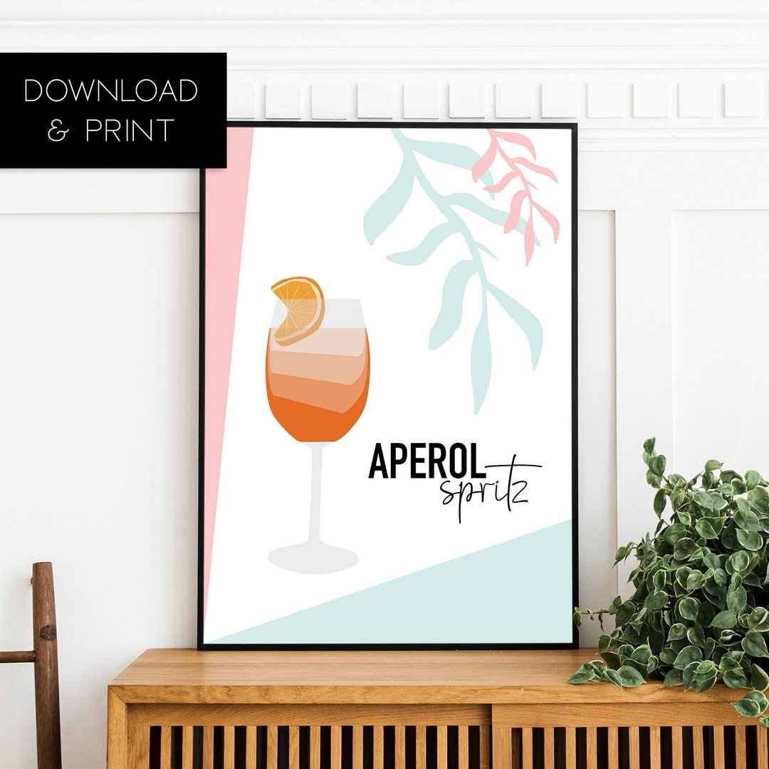 Printable Aperol Spritz Art Print | Aperol Spritz Wall Art | Retro ...