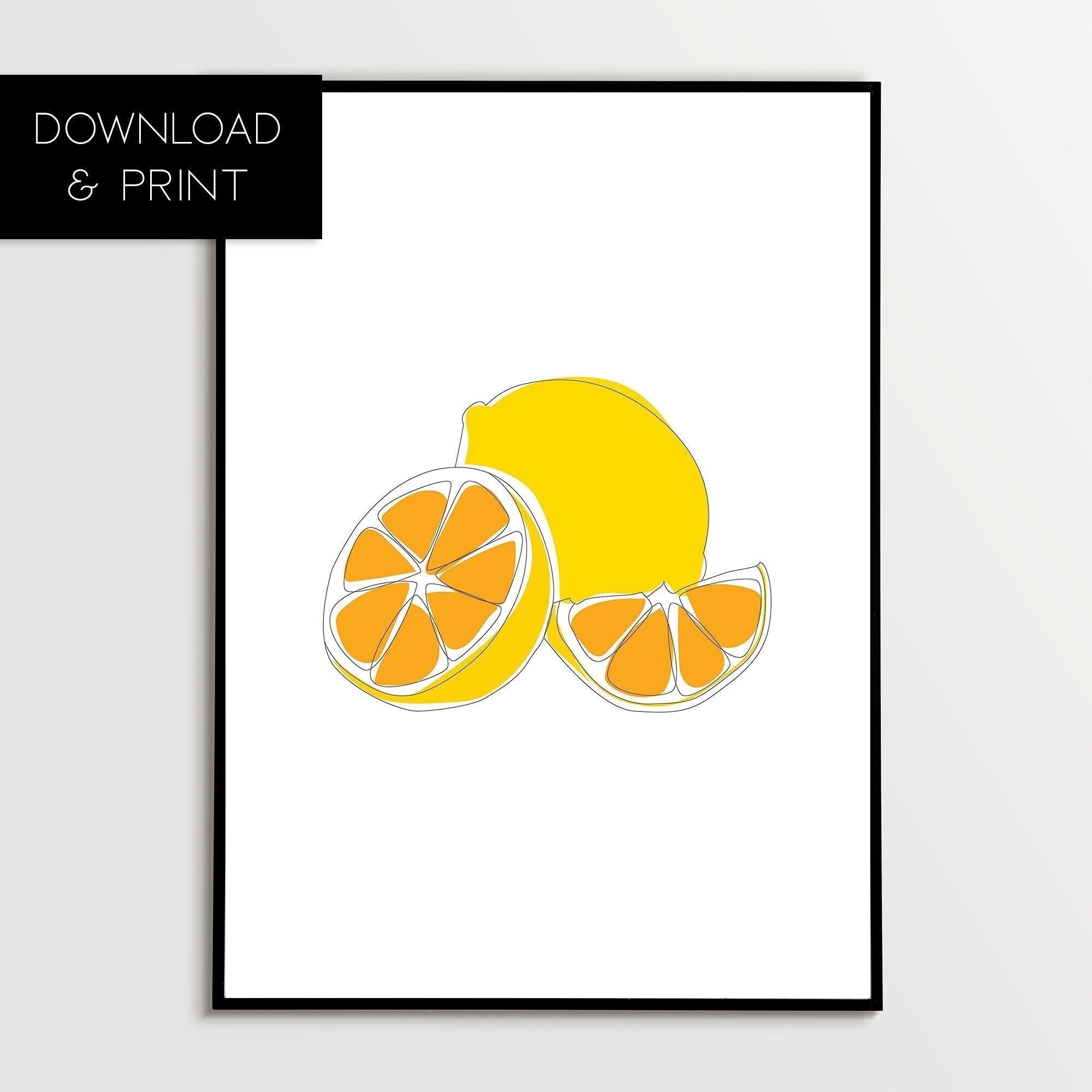Printable Lemon Art Print | Lemon Wall Art | Minimal Lemon Illustration ...