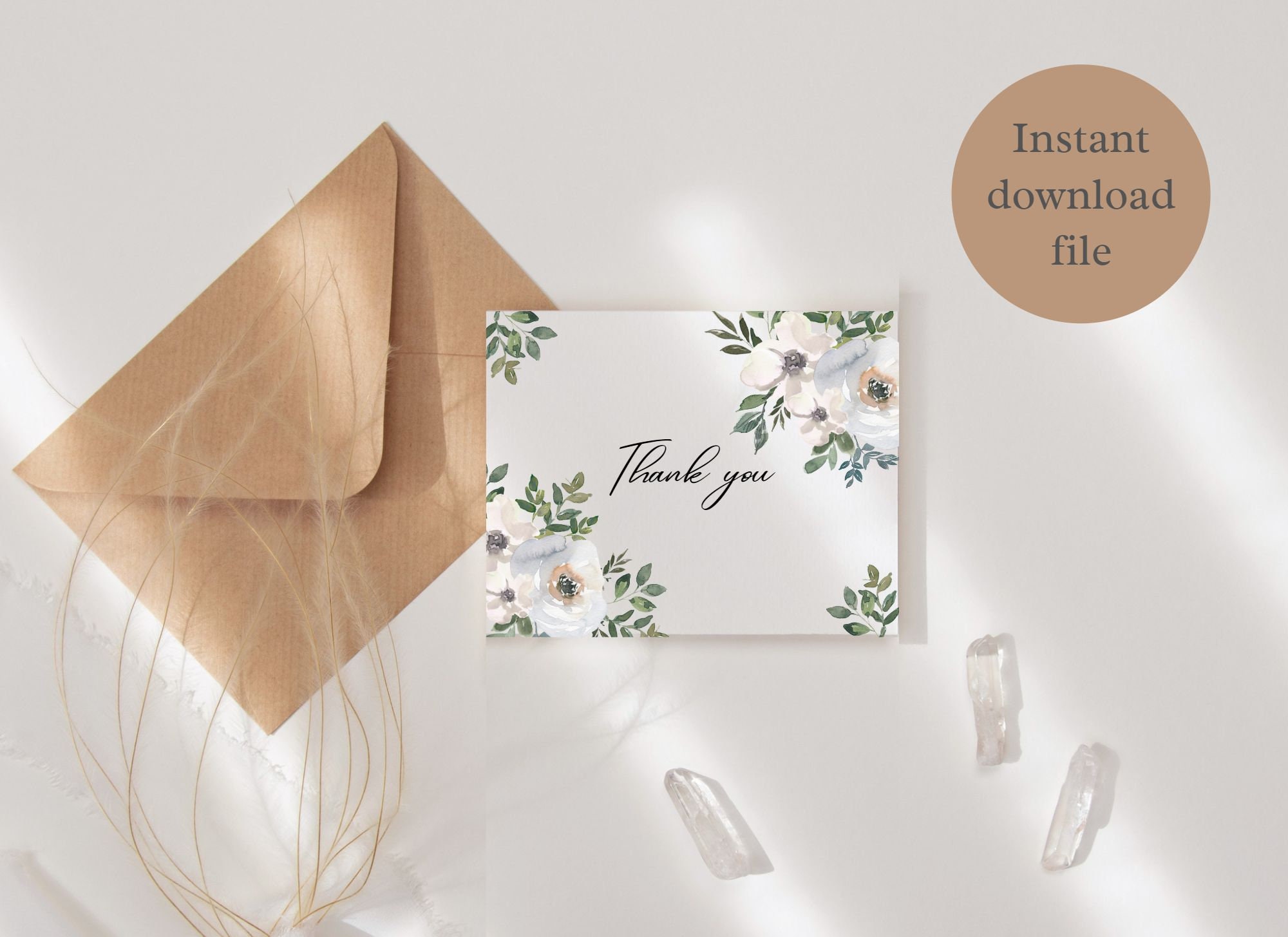 Printable Thank You Card, Appreciation Card, Digital Thank You Card ...