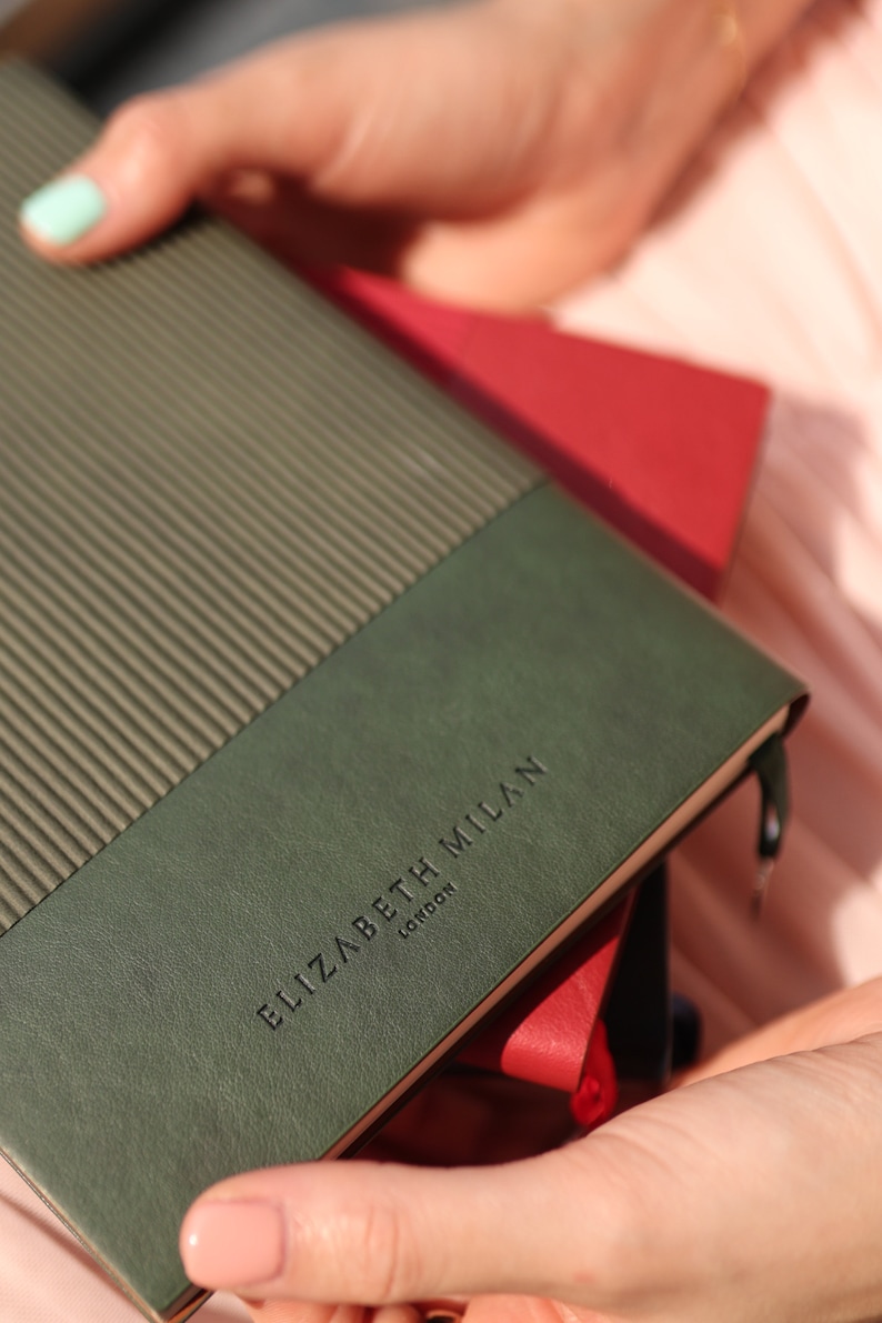 Personalised Notebook, Green Leather Notebook, Lined Paper Book, A5 ...
