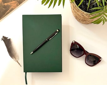 Personalised Notebook, Green Leather Notebook, Lined Paper Book, A5 ...