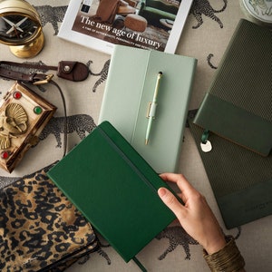Personalised Notebook, Green Leather Notebook, Lined Paper Book, A5 ...