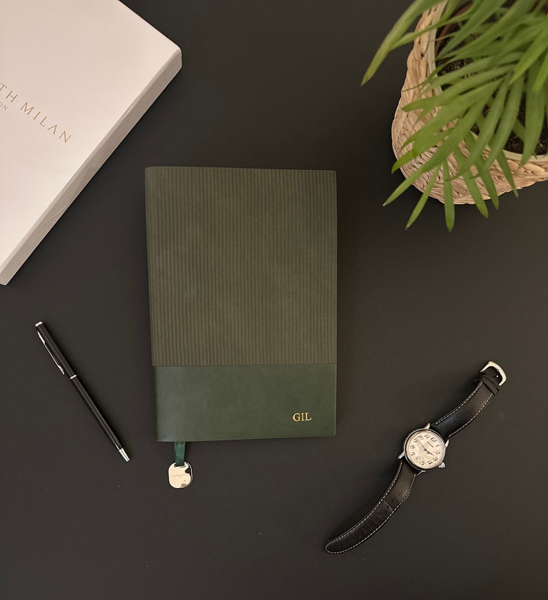 Personalised Notebook Green Leather Notebook Lined Paper - Etsy UK