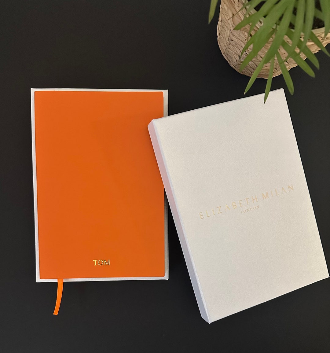 Personalised Notebook, Orange Leather Notebook, Lined Paper Notebook ...