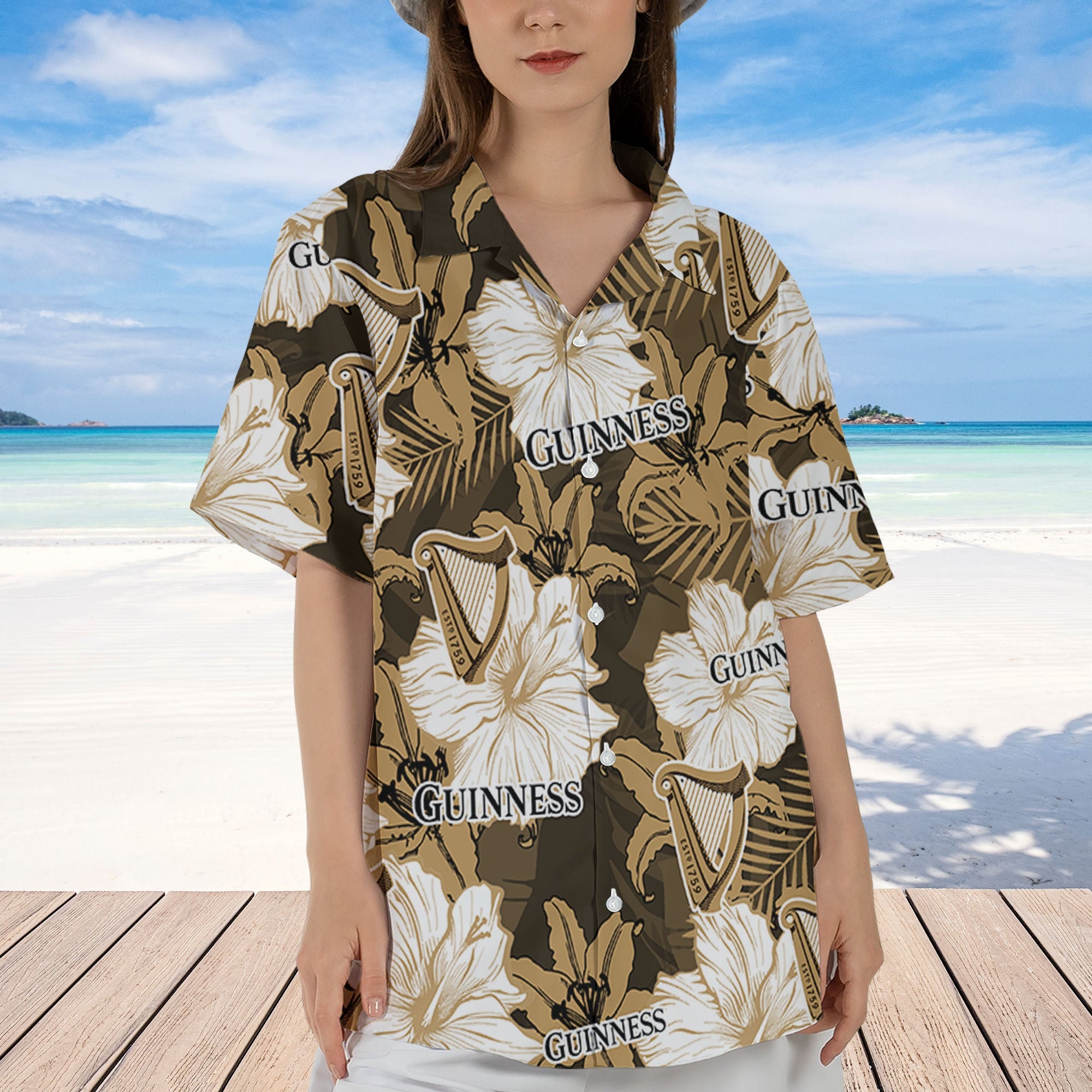 Guinness Hawaiian Floral Pattern Guinness Baseball Shirt, Hawaiian ...