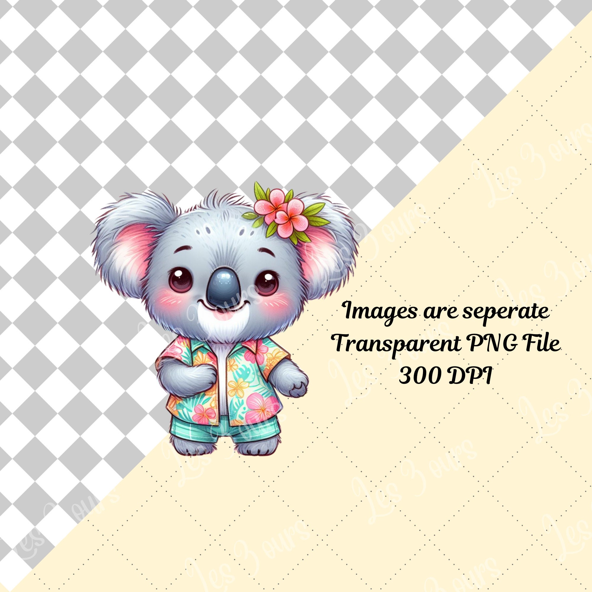 Sweet Safari Animals Hawaiian Animals Clipart, Watercolour Summer Png ...