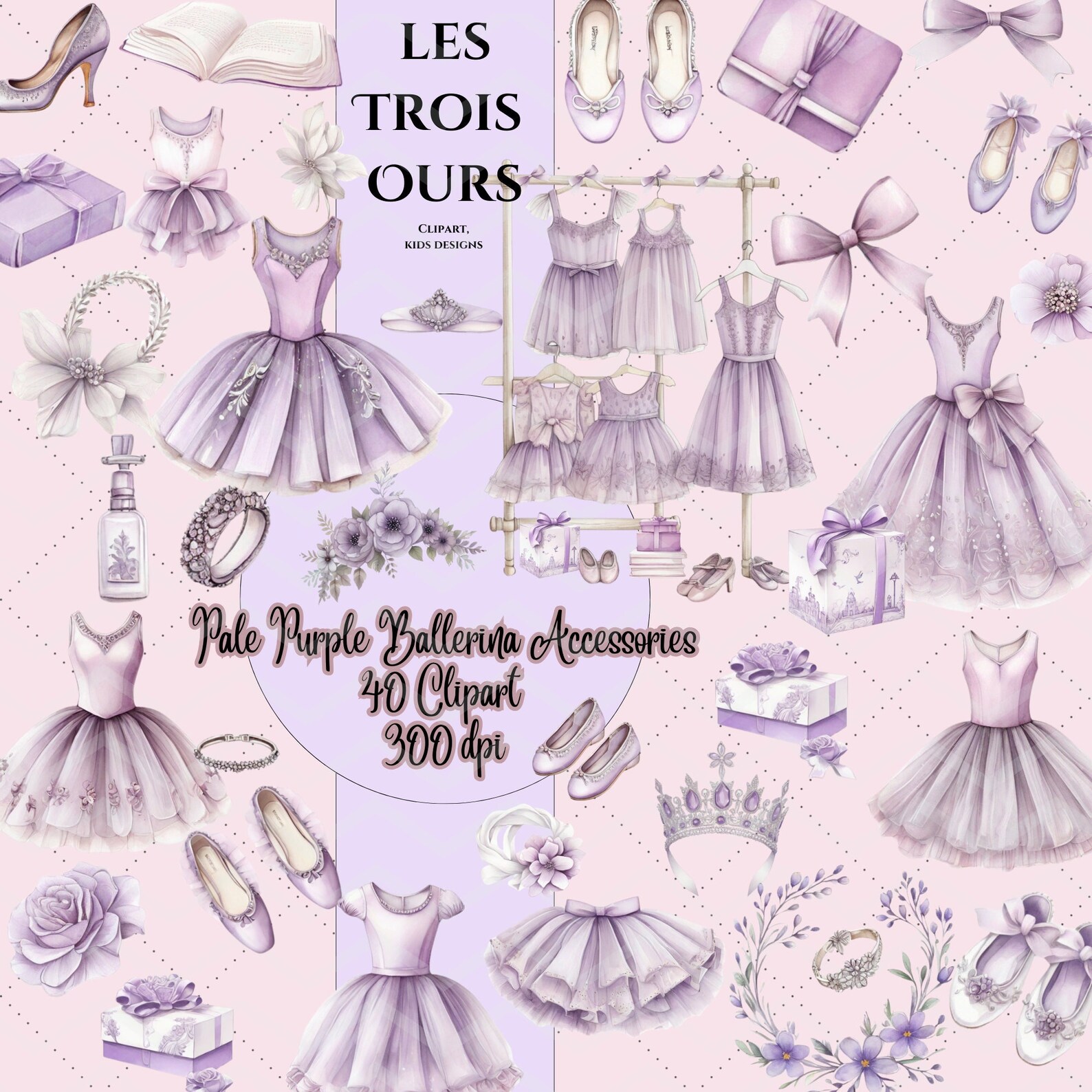 Ballerina Pale Purple Clipart-40 Cute Accessories Light Purple Ballet ...