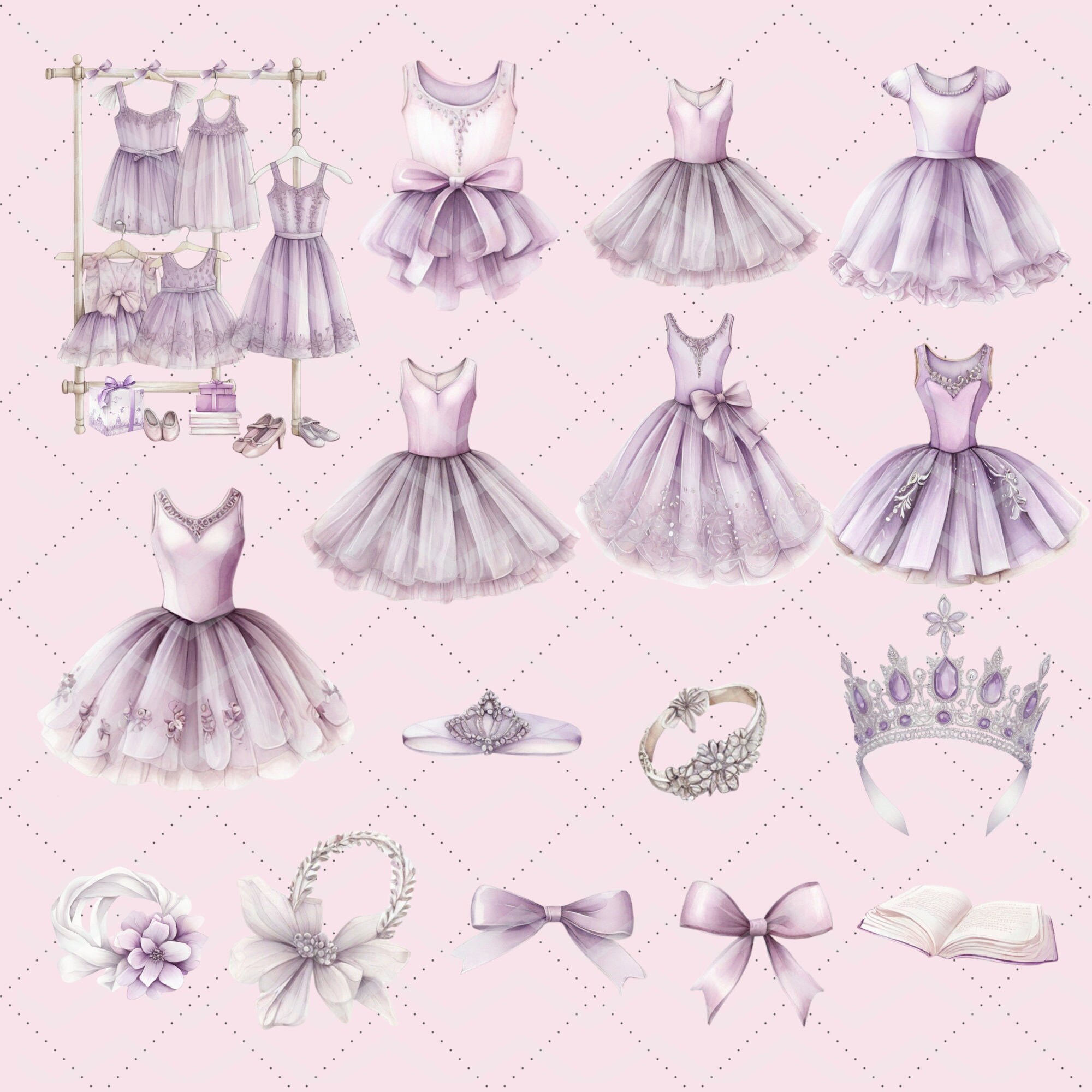 Ballerina Pale Purple Clipart-40 Cute Accessories Light Purple Ballet ...