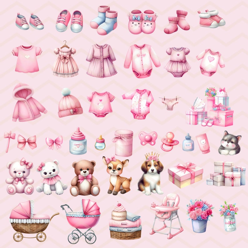 99 Png ,girl Babyshower Clipart Bundle, It's a Girl PNG Files, Pink ...