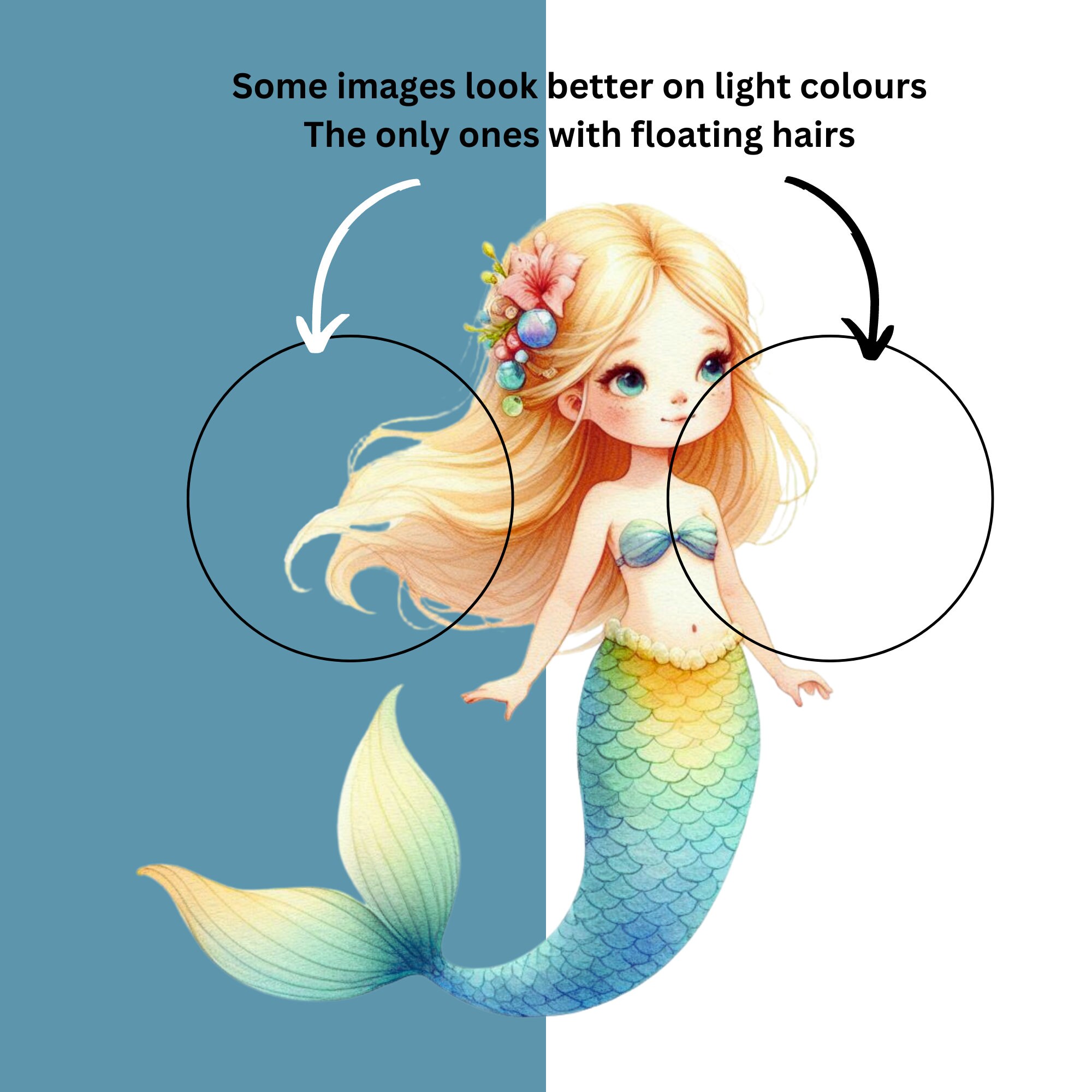 51 Cute Mermaid Clipart, Watercolor Cute Mermaid Clipart, Rainbow ...