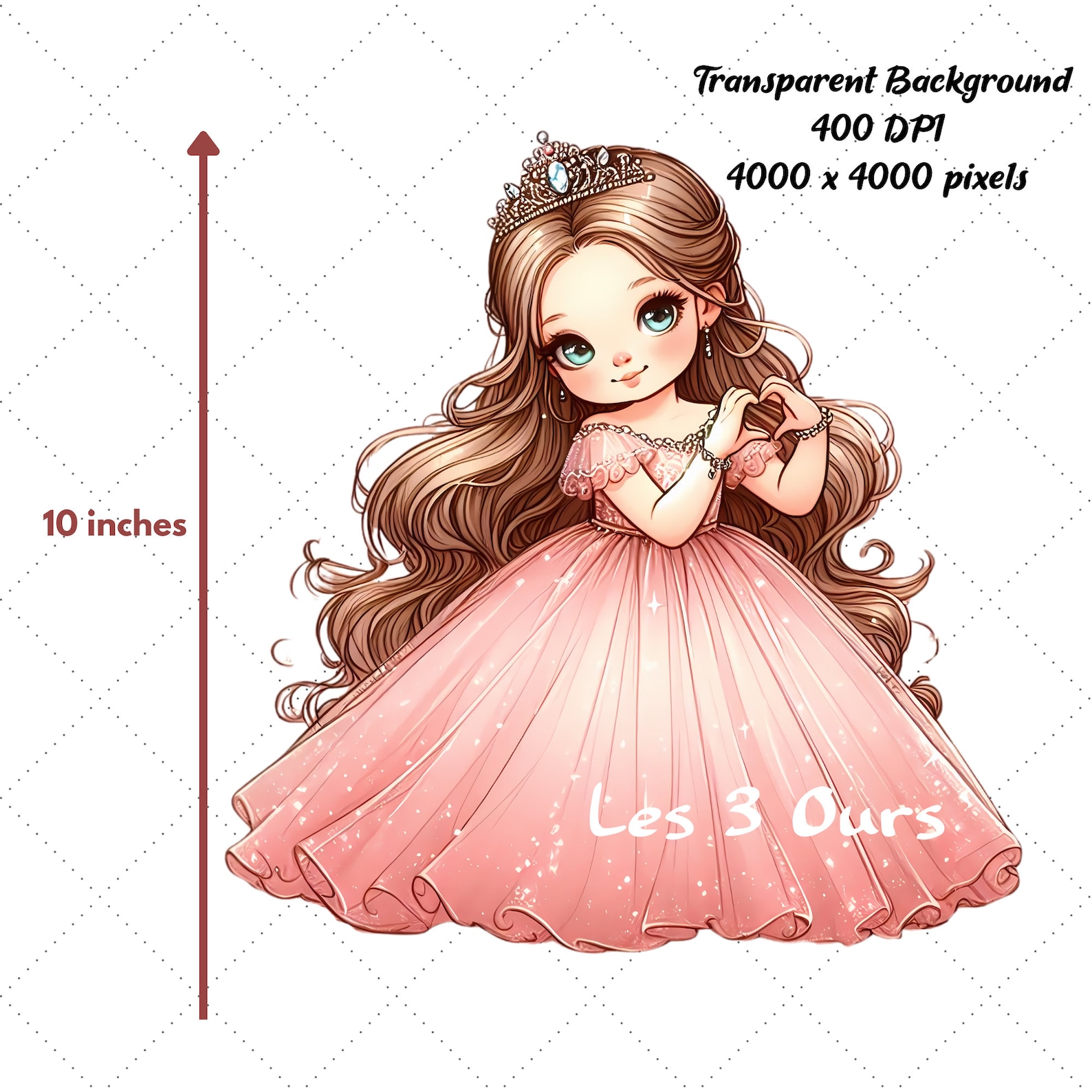 Pink Heart Princess Clipart Bundle: Watercolor Girls (digital Download ...