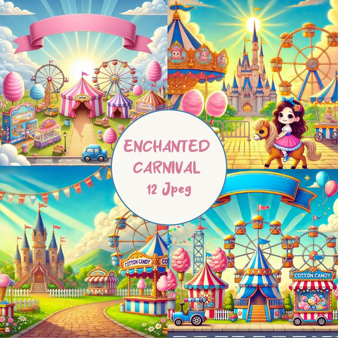 Whimsical Carnival Clipart: High-res Watercolor Designs (digital ...
