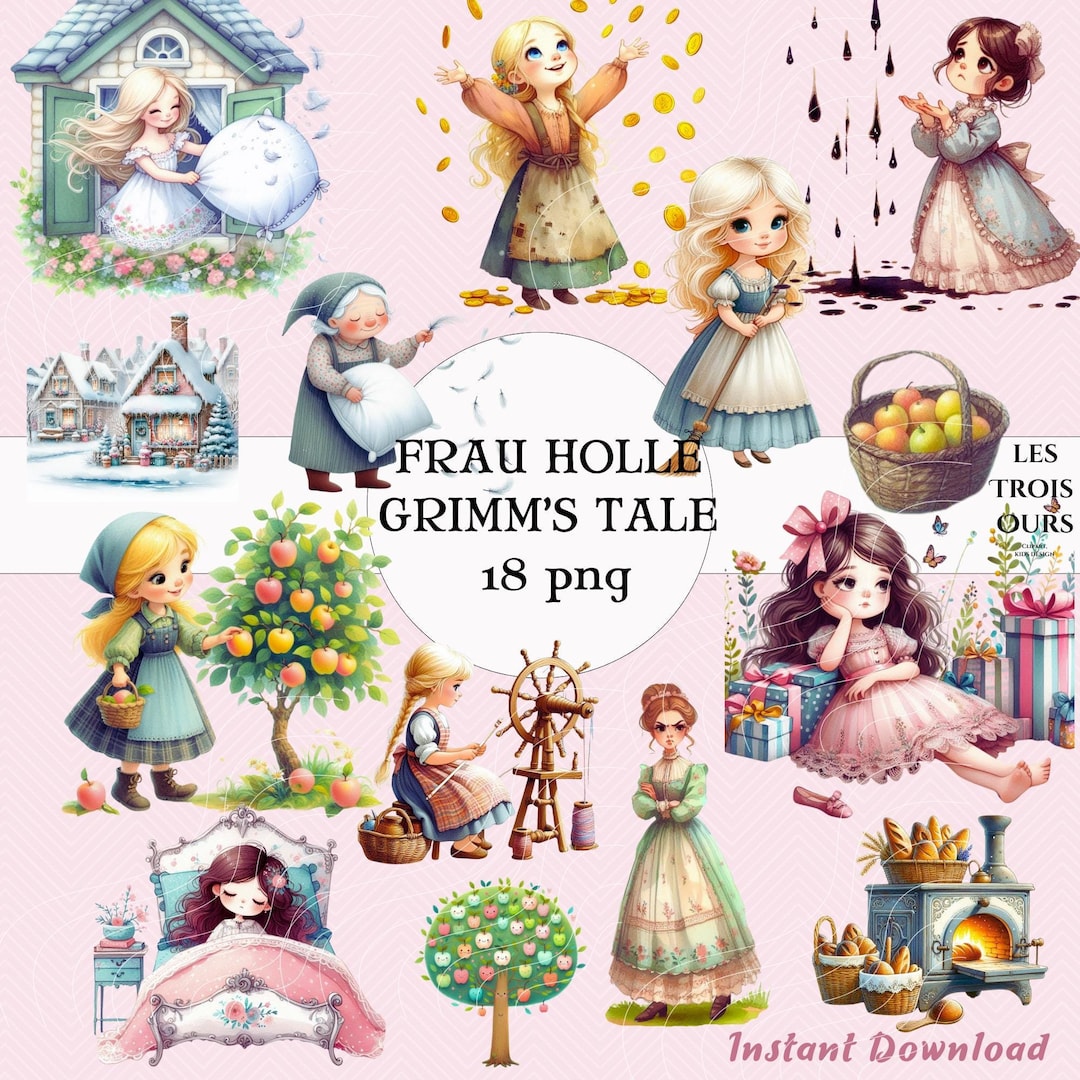 Frau Holle Clipart , Grimm's Brothers Fairy-tale, Frau Holle Illustration, Commercial Use - Etsy