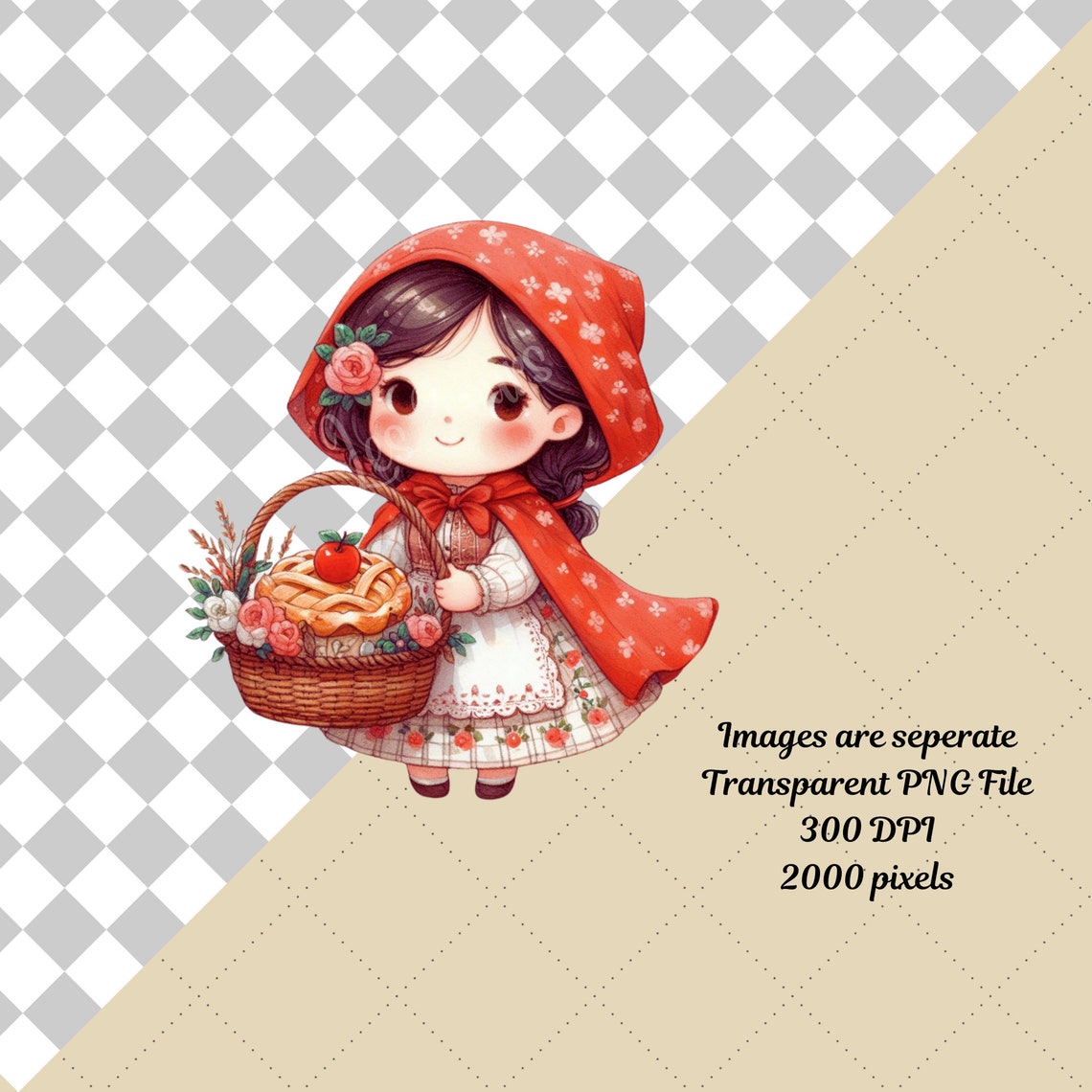 51 Little Red Riding Hood Clipart, Fairy Tale Art, Little Red Riding ...