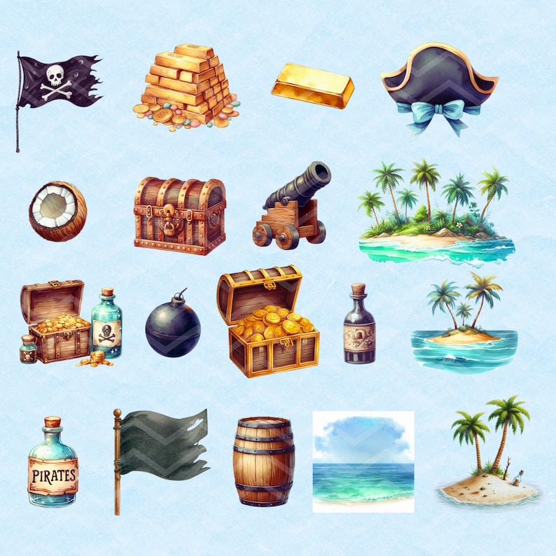 64 Pirate Watercolour Clipart Cute Pirate Clipart, Pirate Watercolor ...