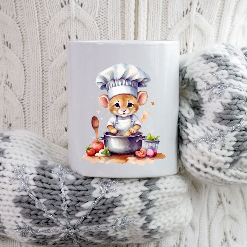 Watercolor Cooking Animals Clipart: Baby Chefs (10 PNG) Commercial Use ...