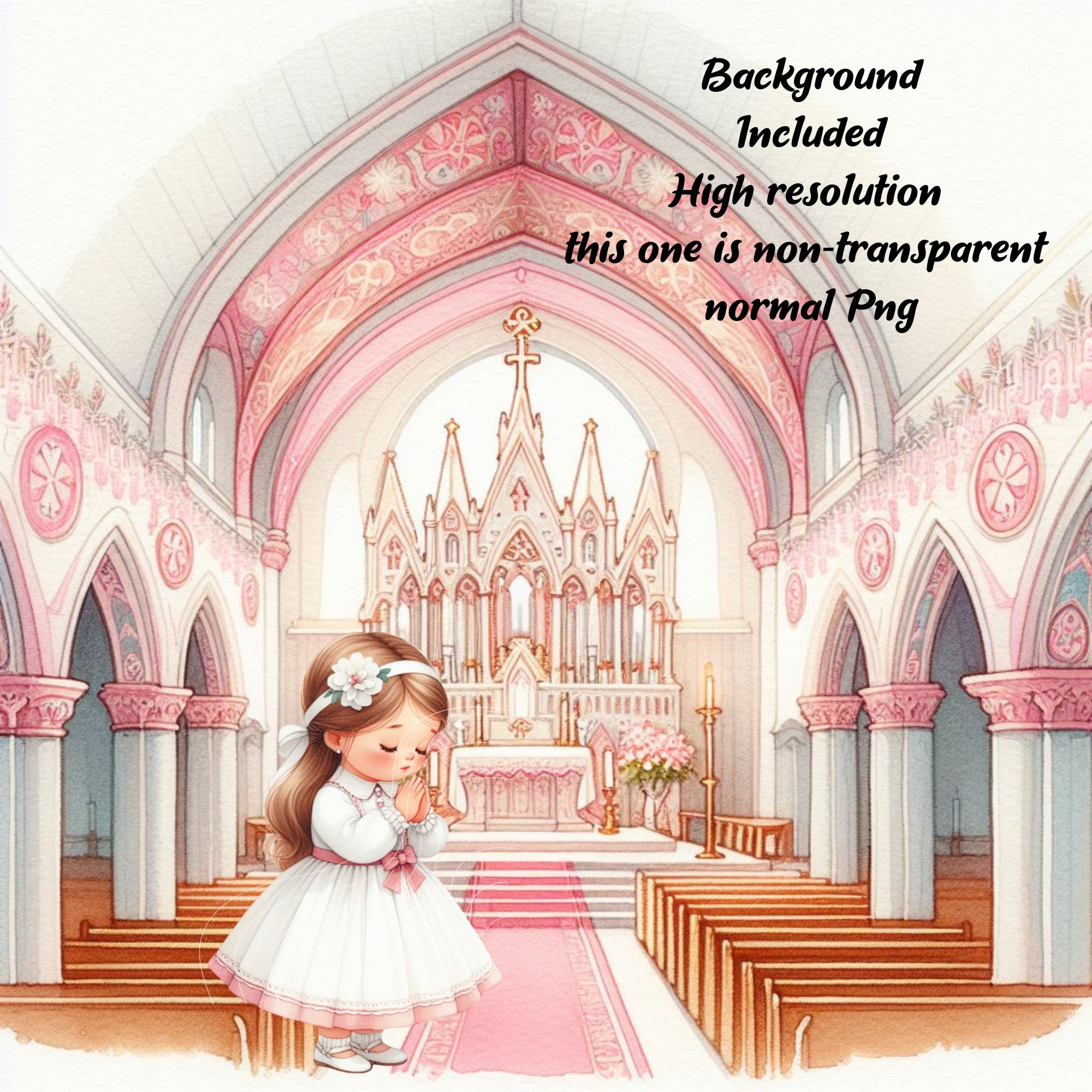 First Communion Pink Clipart Watercolor Clipart 1st Communion ...