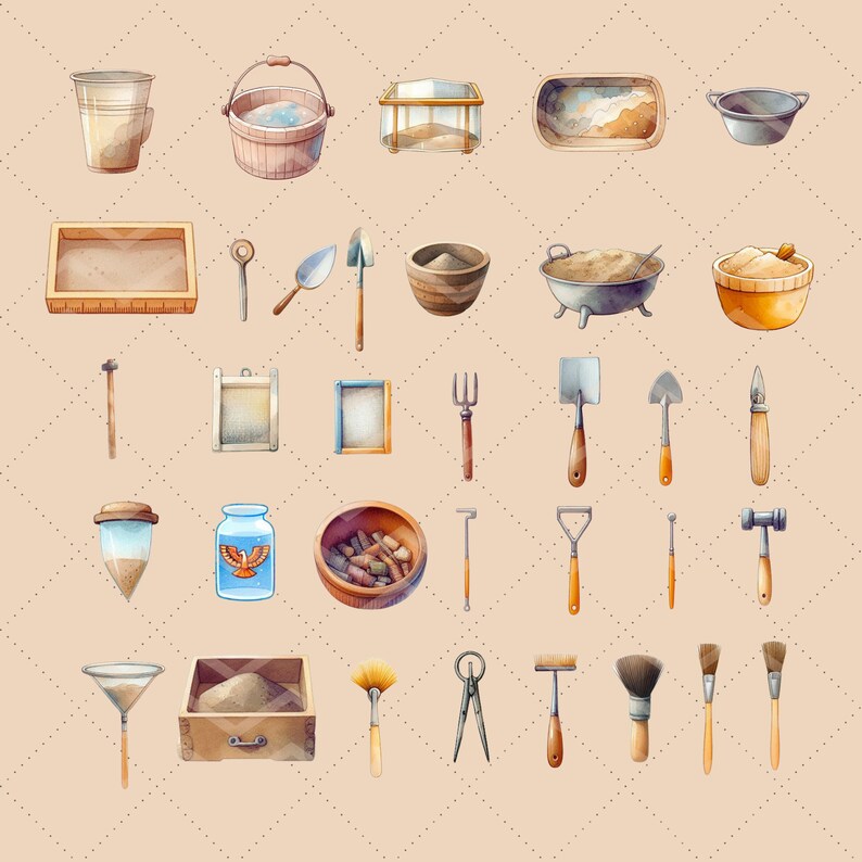 Watercolor Archaeology Clipart Archaeology Graphics, Explorer Adventure ...