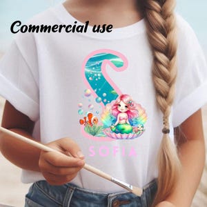 Cute Watercolor Mermaid Birthday Clipart Bundle PNG, Mermaid Alphabet ...