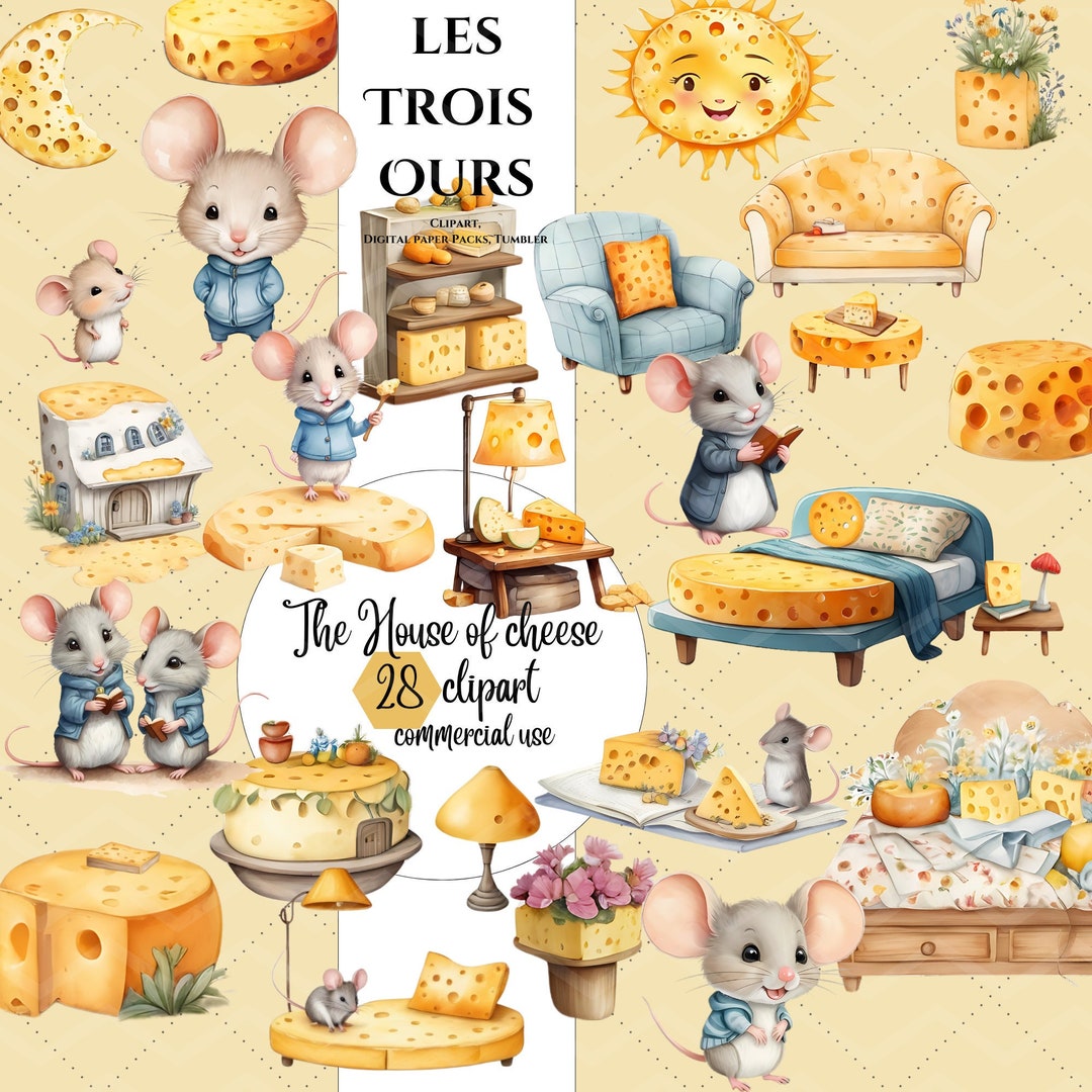 Watercolour Cheese Bundle Clipart House of Cheese Furniture ,cute ...
