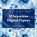 Blue Floral Digital Paper Watercolor Flowers Backgrounds Commercial Use ...