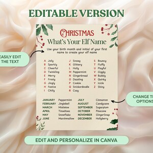 What's Your Elf Name Christmas Party Game, Printable & Editable Game ...