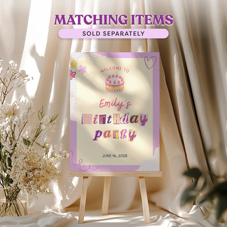 Birthday Cupcake Toppers, Editable Canva Template, Printable Purple ...