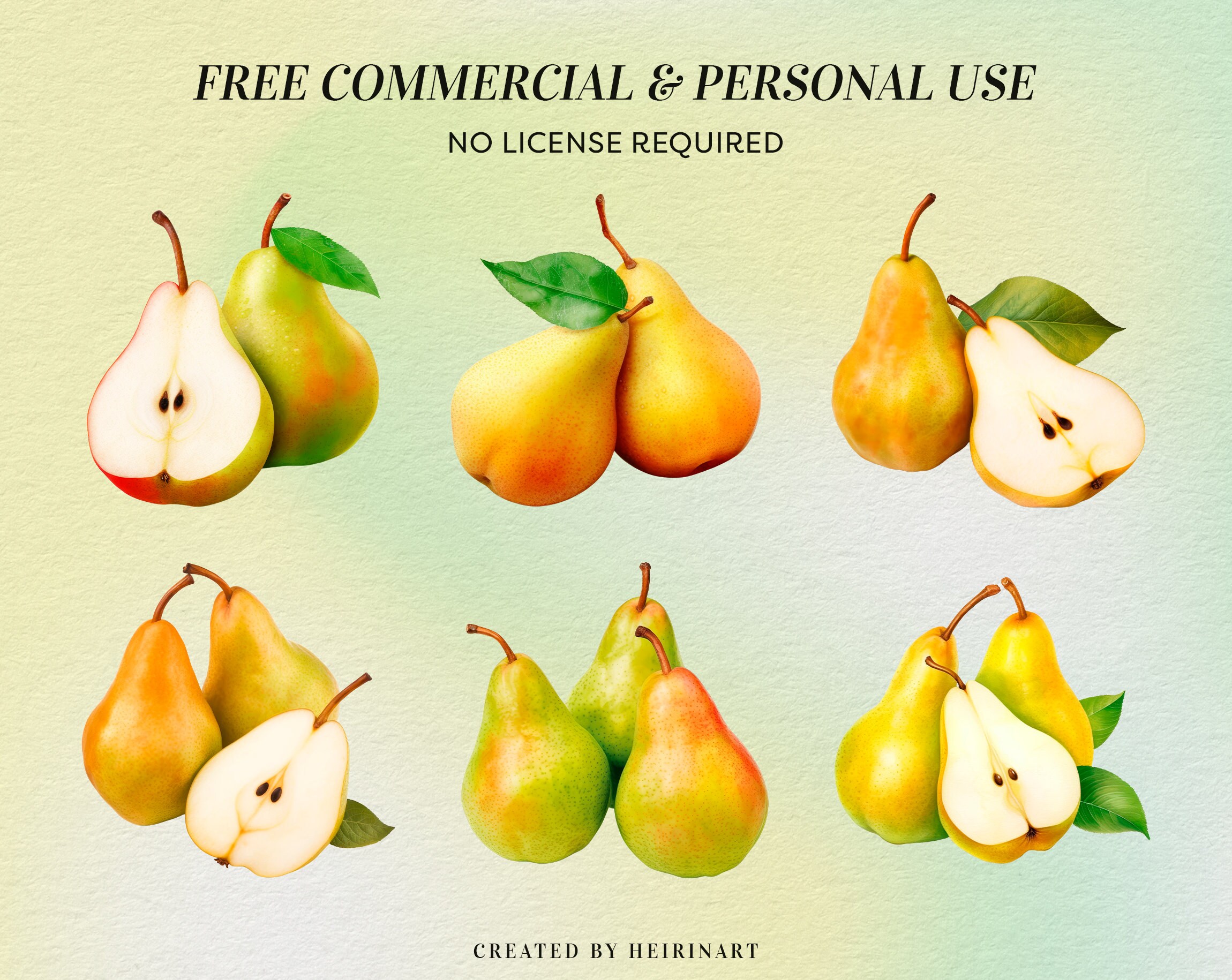 Watercolor Pear Clipart - Watercolor Fruits PNG - Commercial Use ...